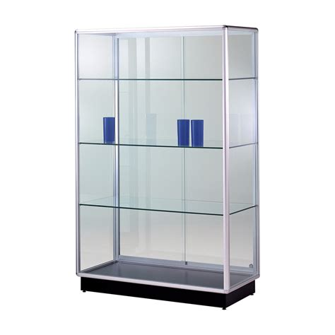 48 W X 72 H X 24 D Display Case W 4 Plinth Hardboard Back And Anodized