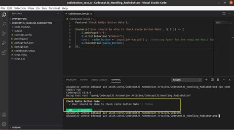 Codeceptjs Handling Radio Button Qafox