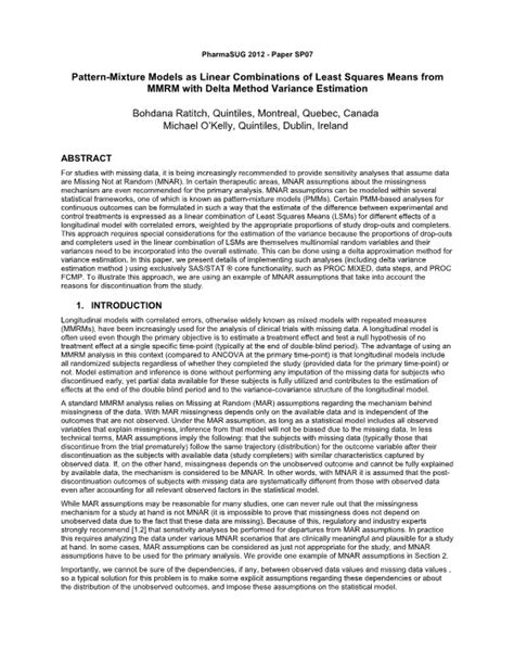 Pattern Mixture Models As Linear Combinations Of Least Squares Means