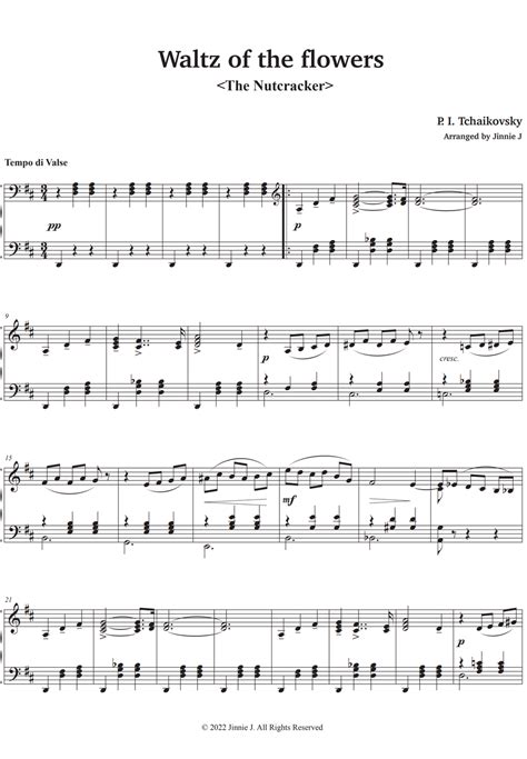 차이코프스키 꽃의 왈츠 호두까기 인형 中 By Jinnie J Partition Musicale