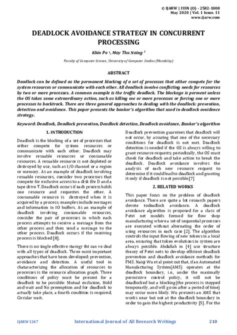 Pdf Deadlock Avoidance Strategy In Concurrent Processing