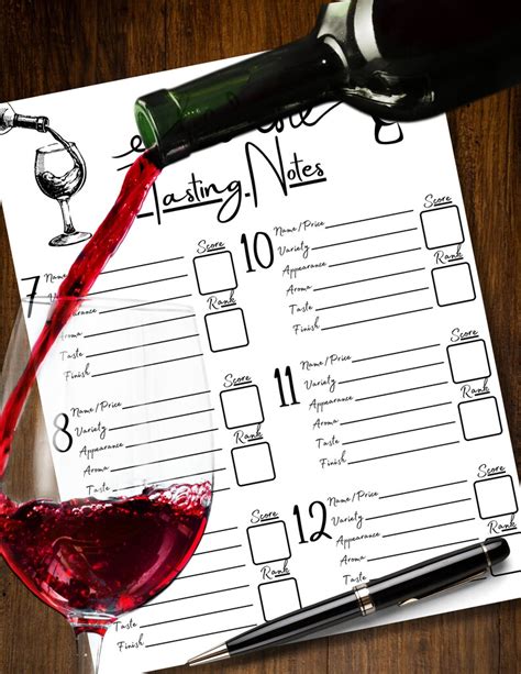 Wine Tasting Notes Scorecard Etsy