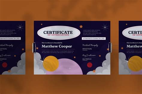Space Certificate Template Print Templates Ft Achievement