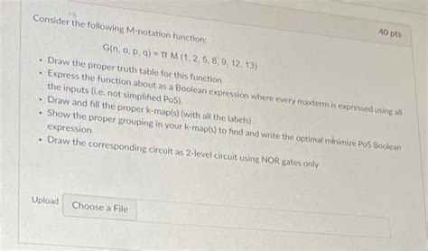 Solved Consider The Following M Notation Function