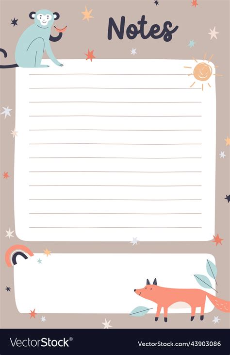 Cute Diary Page Template With Lines For Notes Vector Image