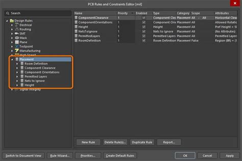 Placement Rule Types Altium Designer 25 Technical Documentation