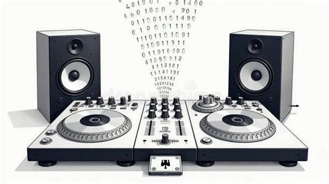 Dj Mixer Speakers Binary Code Image Stock Illustration Illustration