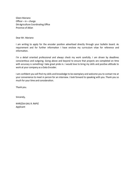 Apllication Letter Pdf
