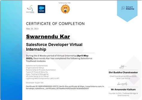 Swarnendu Kar On Linkedin Smartinternz Salesforce Skilledonsalesforce Thesmartbridge…