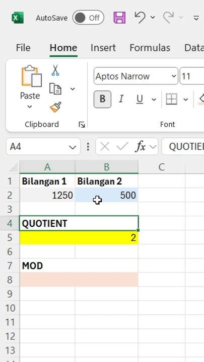 Quotient Vs Mod Risalahexcel Excel Microsoftexcel Youtube