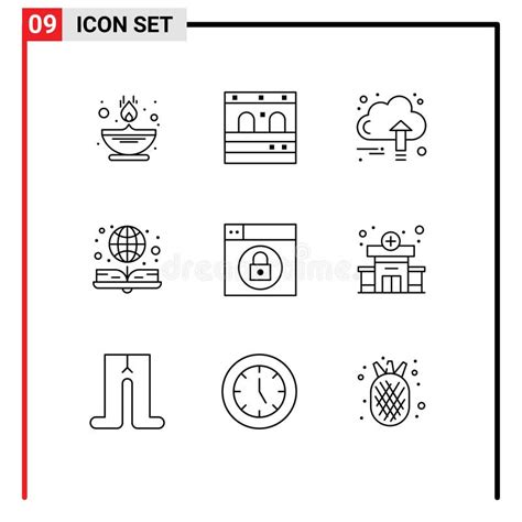 Editable Vector Line Pack Of 9 Simple Outlines Of Design Online Book