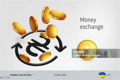 우크라이나 그 리브 나 동전 금융 개념 비행 돈 교환 아이콘 인쇄 웹 사이트 웹 디자인 모바일 애플 리 케이 션 인포 그래픽에 대 한 벡터 일러스트 0명에 대한 스톡 벡터