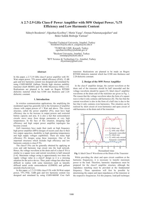Pdf A 27 29 Ghz Class F Power Amplifier With 50w Output Power 75