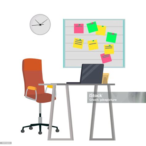 사무실 직장 개념 벡터입니다 가구 디자이너 프로그래머 세일즈 맨에 대 한 직장입니다 개발자 스튜디오 인테리어입니다 노트북입니다