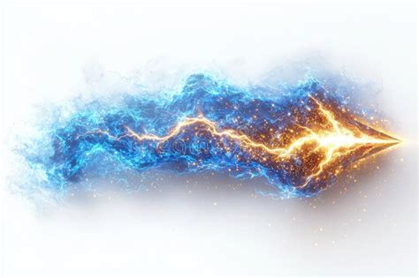 Dynamic Energy Surge With Blue Lightning Sparks On White Background