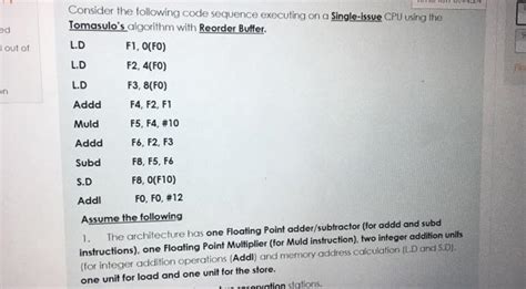 Ed Out Of On Consider The Following Code Sequence