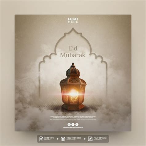Premium Psd Eid Mubarak Social Media Post Template Design