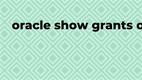해결됨 Oracle Sql에서 테이블에 대한 권한 부여 표시 Sourcetrail