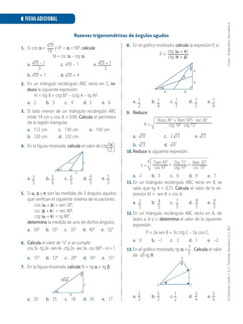 05 Razones Trigonometricas De Angulos Agudos Pdf Triángulo Trigonometría