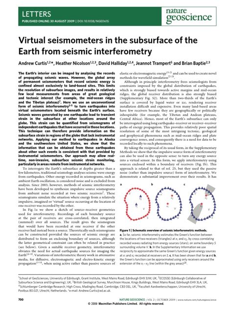 Seismic Interferometry Pdf Earthquakes Seismology
