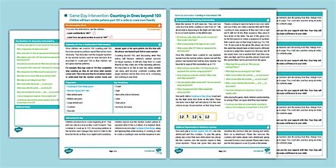 👉 Year 2 Maths Same Day Intervention Plan Counting In Ones Beyond 100