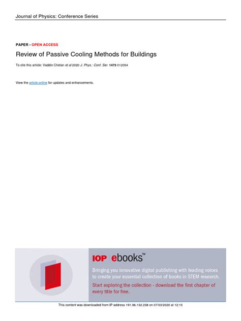 Review Of Passive Cooling Methods For Buildings Pdf Heat Transfer