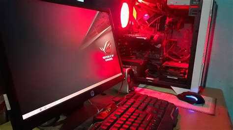 Gaming PC With Red LED Light On The Computer Stock Photo At Vecteezy