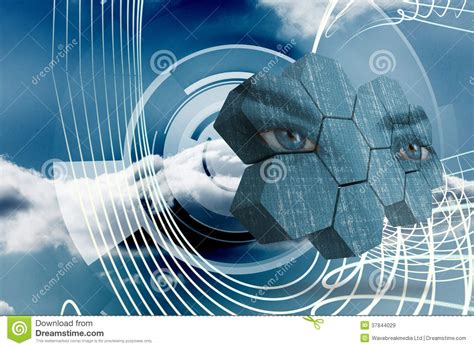Samengesteld Beeld Van Ogen Op Het Abstracte Scherm Stock Afbeelding