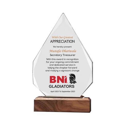 Crystal Plaque With Wooden Base Order Now