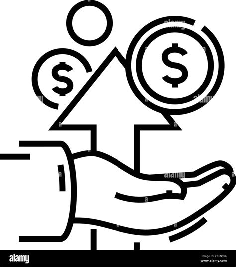 Income Growth Line Icon Concept Sign Outline Vector Illustration