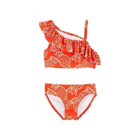 Girl 2 Pc Bikini Set 1 Shldr Red Gibbons