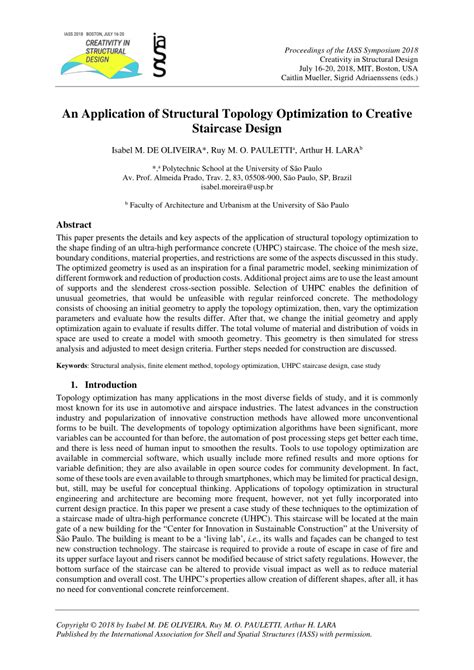 Pdf An Application Of Structural Topology Optimization To Creative Staircase Design