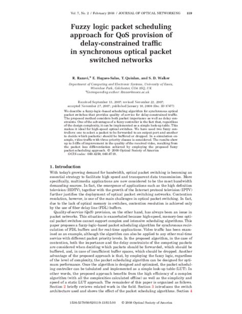 Pdf Fuzzy Logic Packet Scheduling Approach For Qos Provision Of Delay Constrained Traffic In