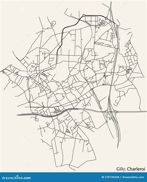 Street Roads Map Of The Gilly Municipality Charleroi Stock Vector