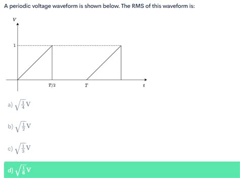 Solved A Periodic Voltage Waveform Is Shown Below The Rms