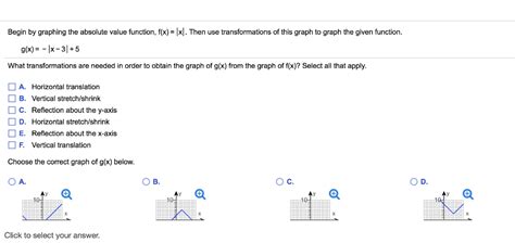 solved begin by graphing the absolute value function f x