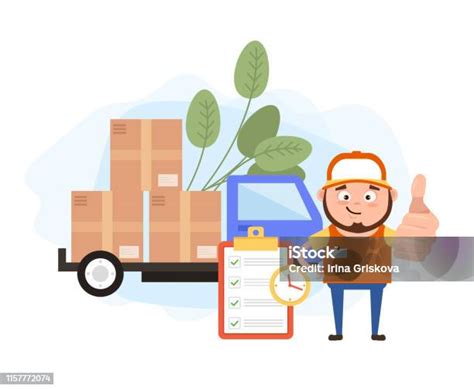 택배 배달 남자 캐릭터 파종 Ok 사인 빠른 배달 서비스 개념 벡터 디자인 그래픽 플랫 만화 일러스트 개념에 대한 스톡 벡터 아트 및 기타 이미지 Istock