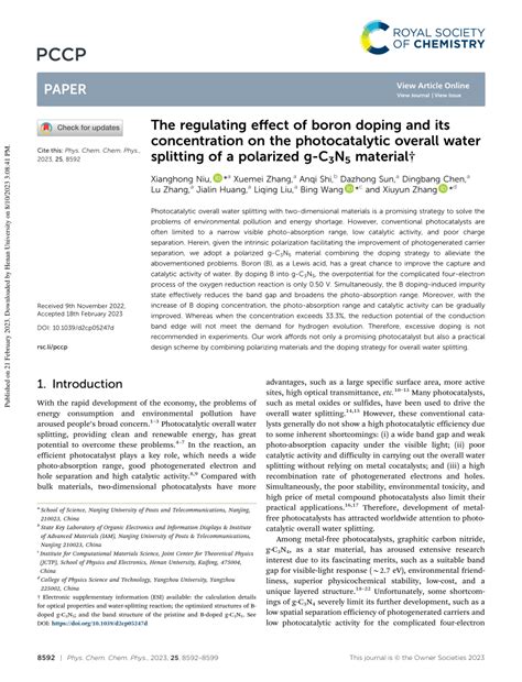 Pdf The Regulating Effect Of Boron Doping And Its Concentration On The Photocatalytic Overall