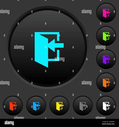 Enter Dark Push Buttons With Vivid Color Icons On Dark Grey Background