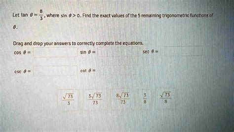 SOLVED Let tan Î where sin Î 0 Find the exact values of the 5