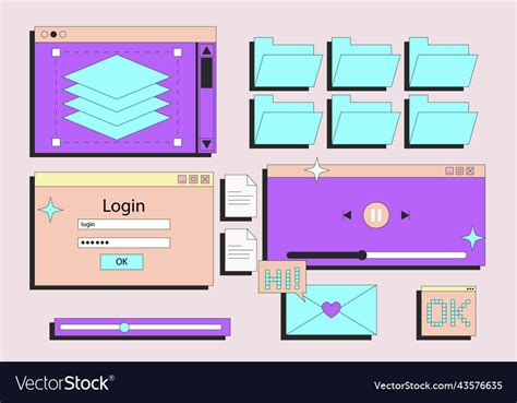 Set Of Retro Ui Ux Royalty Free Vector Image Vectorstock