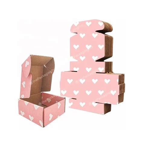 Recyclable Kraft Corrugated Cardboard Pink Hearts Shipping Boxes For