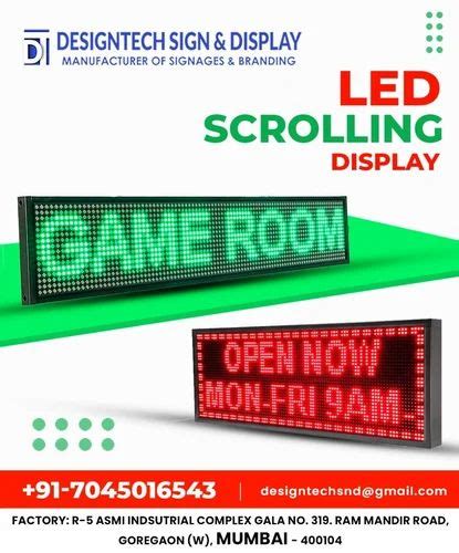 Designtech Wall Mounted Led Scrolling Display Board Model Name Number P At Rs Running