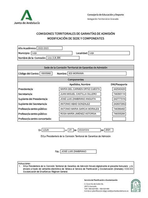 Formulario Modificación Datos Ctga Pdf