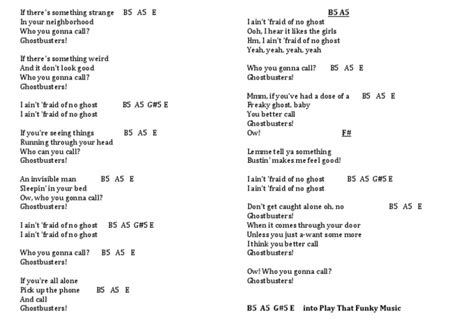 Ghostbusters Chords And Lyrics Recorded Music Songs