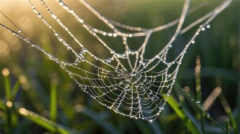 Premium Photo Spider Web With Morning Dew Against Sunlight