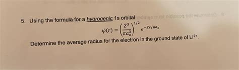 Solved Using The Formula For A Hydrogenic 1 ﻿s