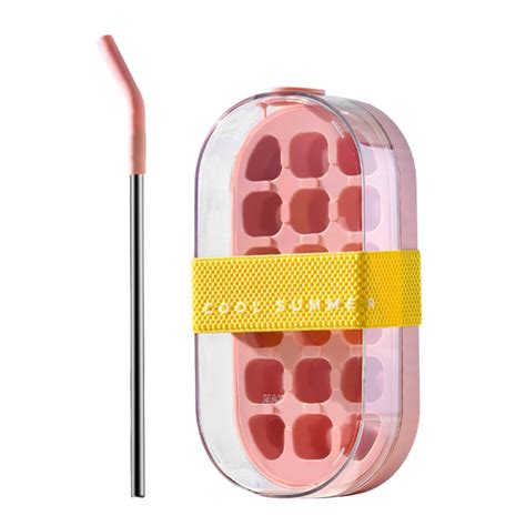 Ice Cube Bottle 2 In 1 Touch Free Ice Tray Water Bottle With Straw