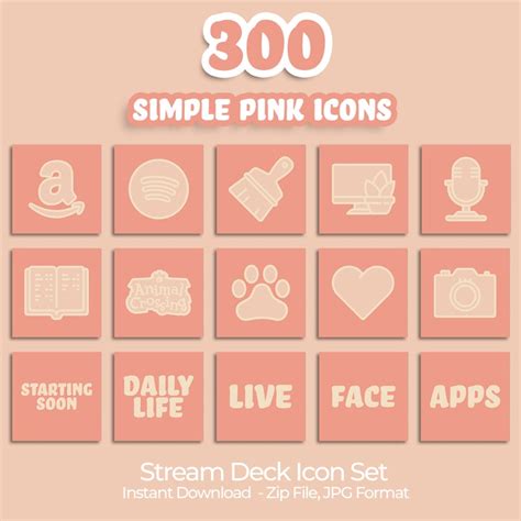 300 Stream Deck Icons Streamers Streaming Twitch Simple Pink Etsy