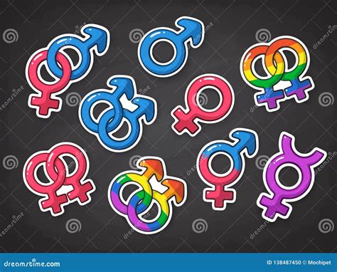 Vector Illustration Set Of Gender Symbols Icons Of Men Women